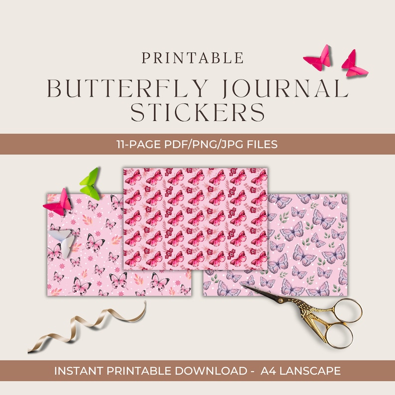 Butterfly Journal Stickers Pink - Etsy