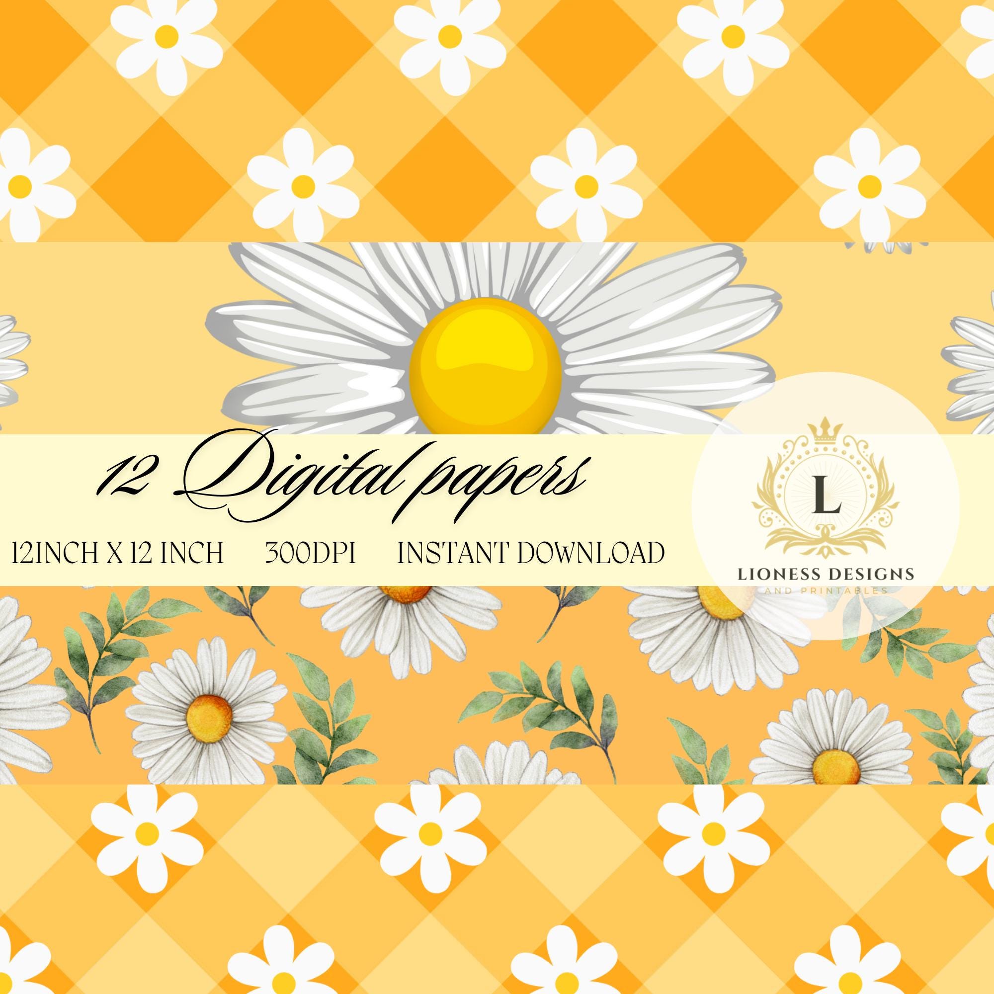 Orange Daisy Seamless Digital Paper Pattern - Daisy Floral Pattern for ...