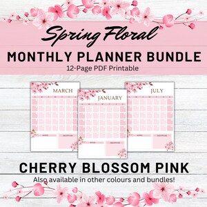 Cherry Blossom Monthly Planner Printable - Etsy