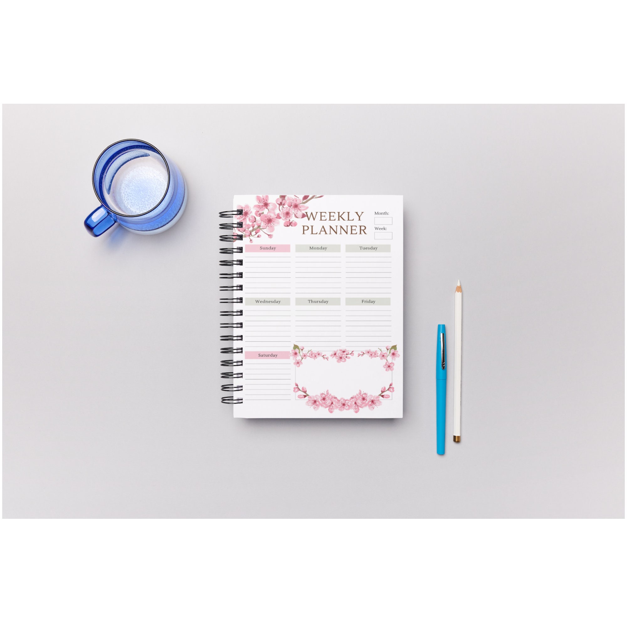 Cherry Blossom Full Yearly Planner Printable - Etsy