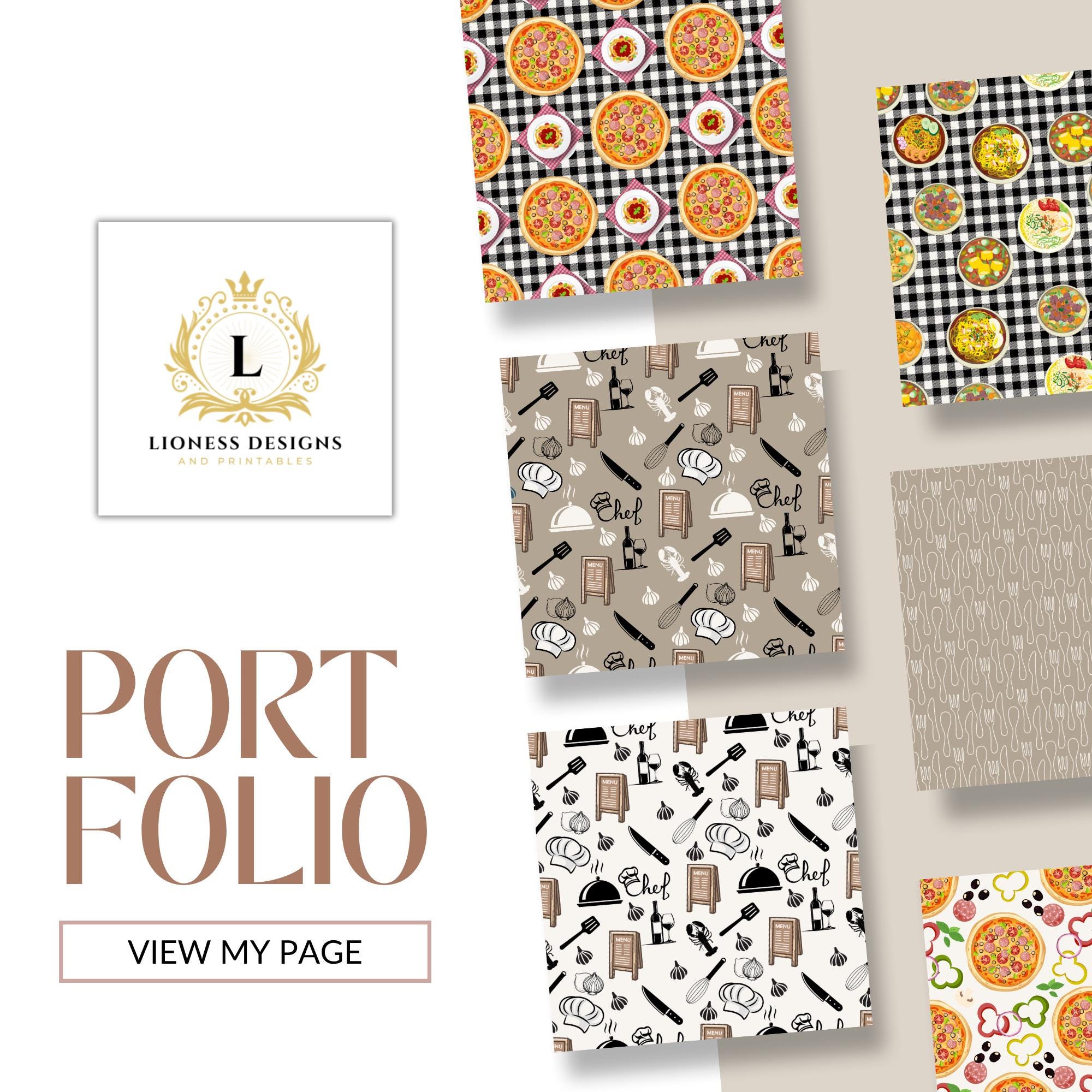 Restaurant Food Seamless Patterns, Black White and Beigh, Scrapbooking ...