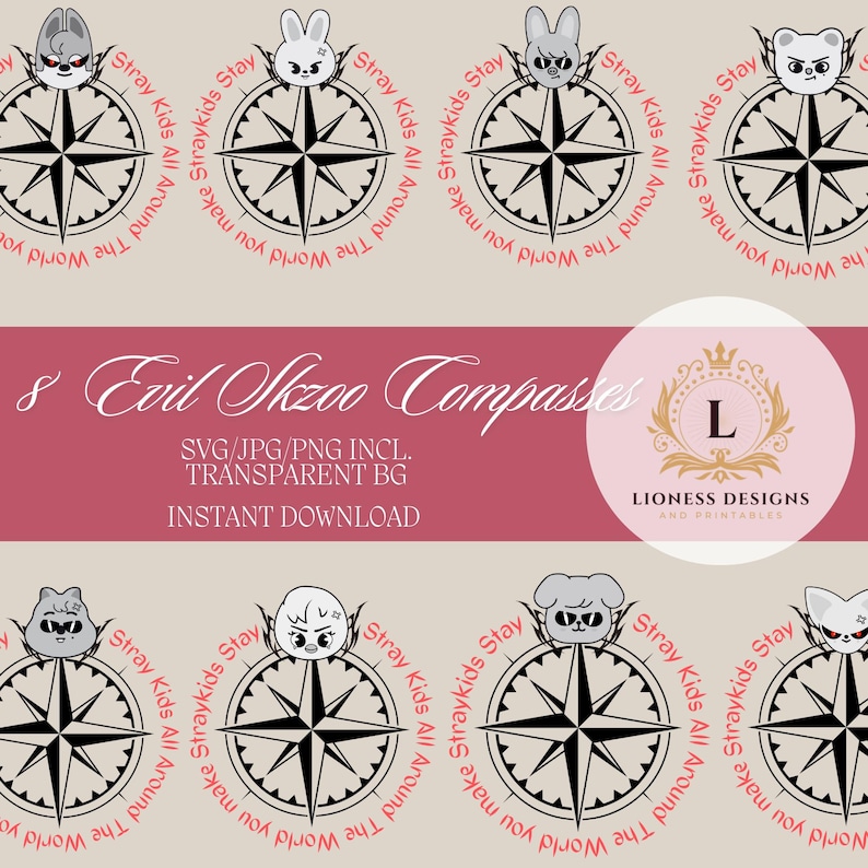 Evil Skzoo Compass T-shirt Designs: Stray Kids Kpop SVG PNG JPG Bundle ...