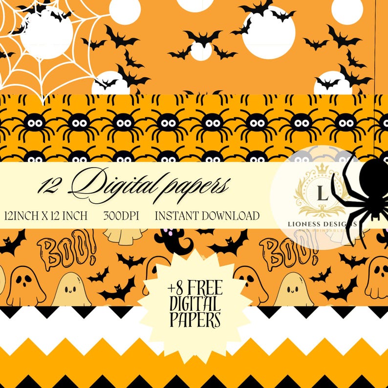 20 Seamless Halloween Themed Digital Papers, Seamless Commercial Use ...