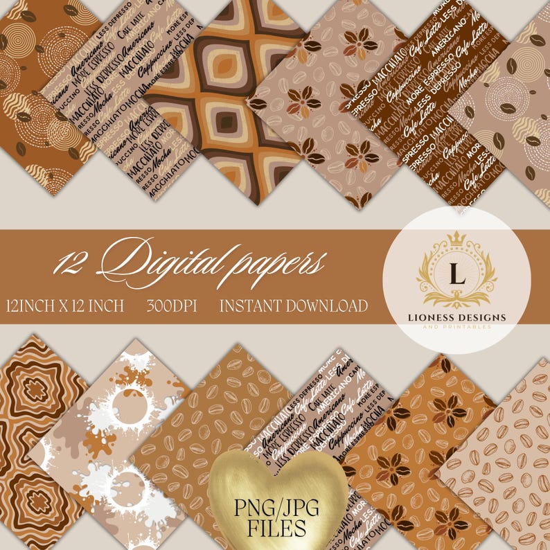 Coffee Seamless Digital Paper, Coffee Scrapbook Paper, Coffee Lover ...
