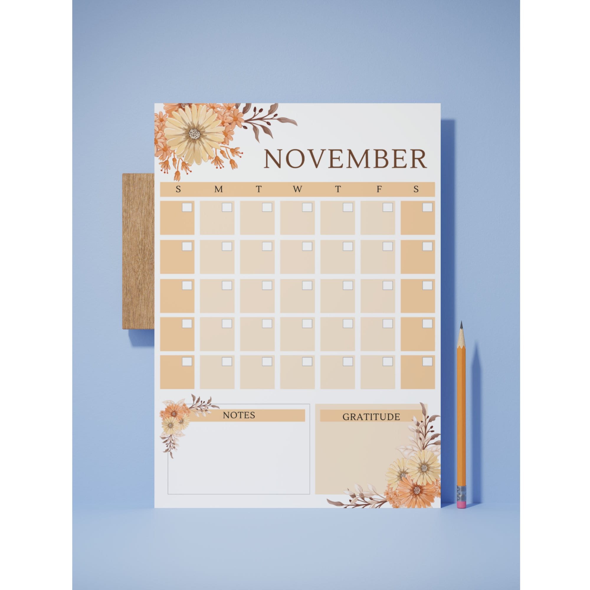 Orange Flower Full Yearly Planner Printable - Etsy