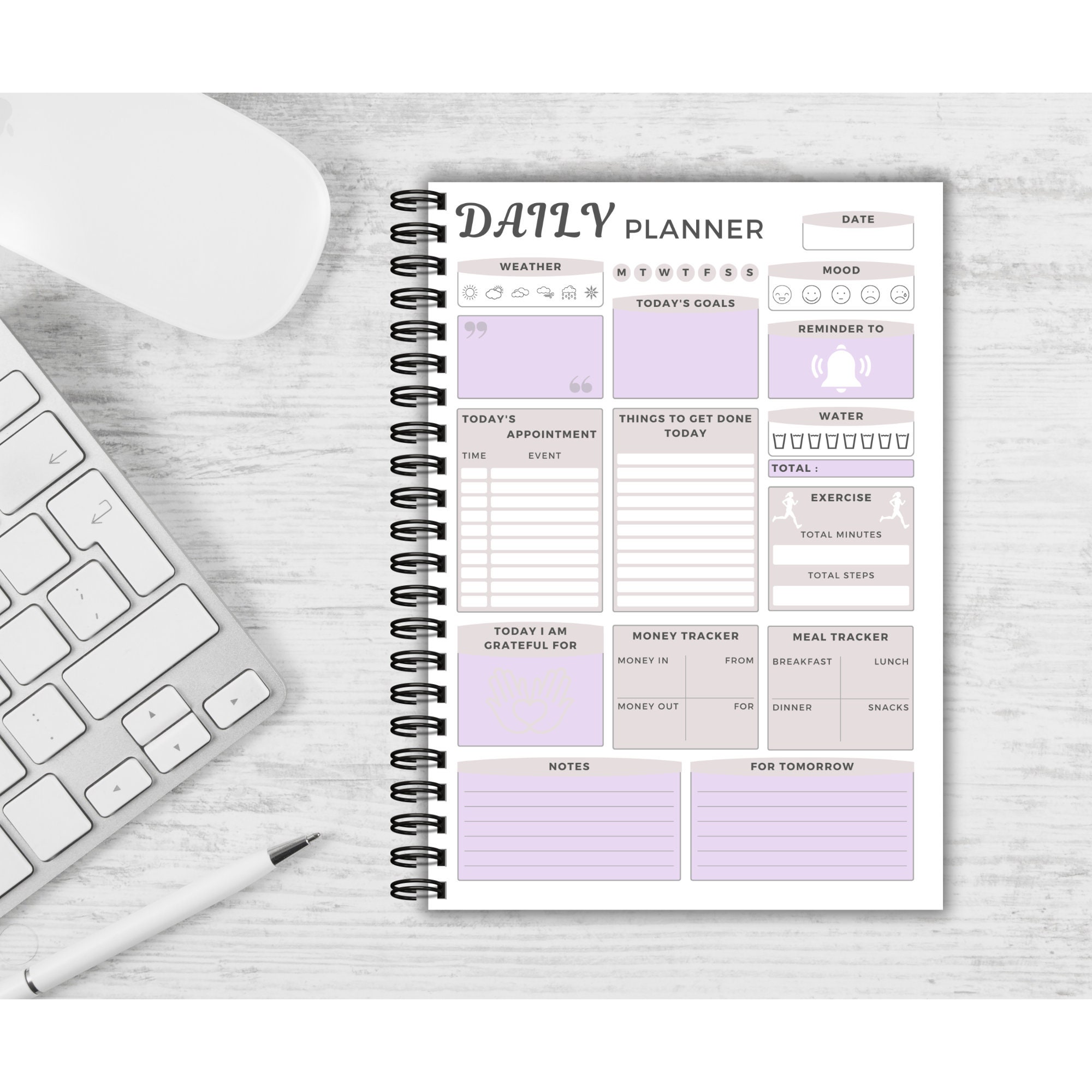 Purple Daily Planner Printable - Etsy