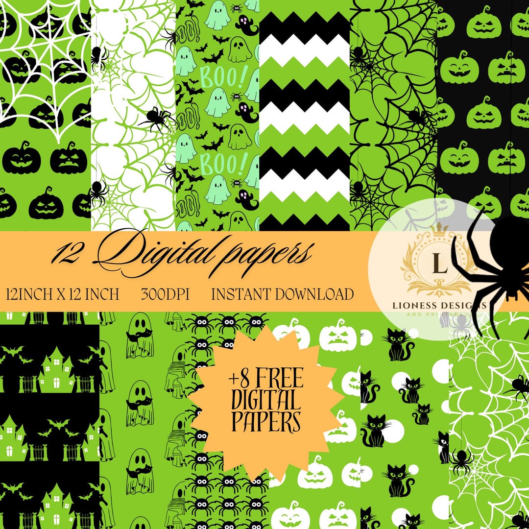 20 Seamless Halloween Themed Digital Papers, Seamless Commercial Use ...