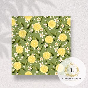 Lemons Seamless Digital Paper Pattern - Lemon Floral Pattern for ...