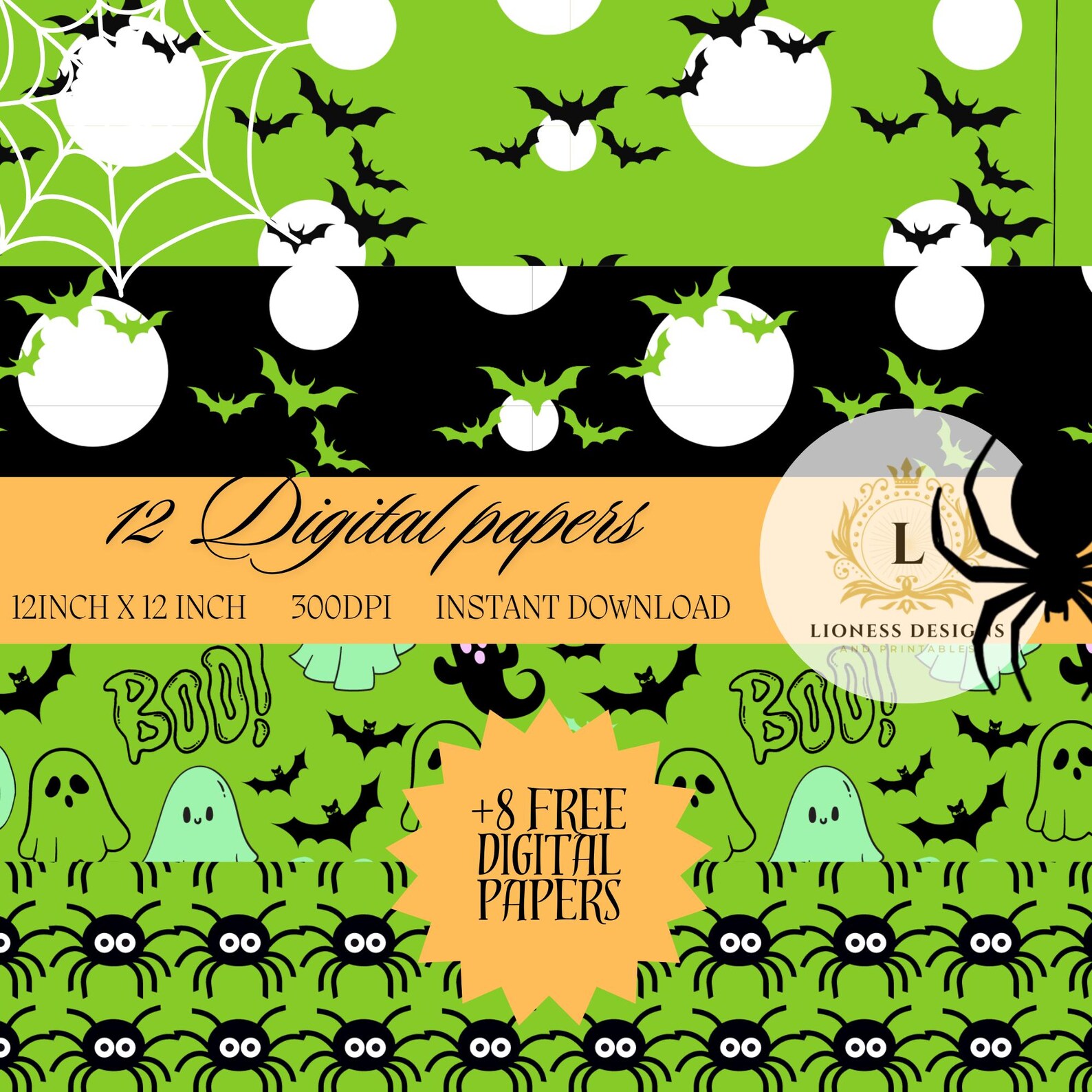 20 Seamless Halloween Themed Digital Papers, Seamless Commercial Use ...