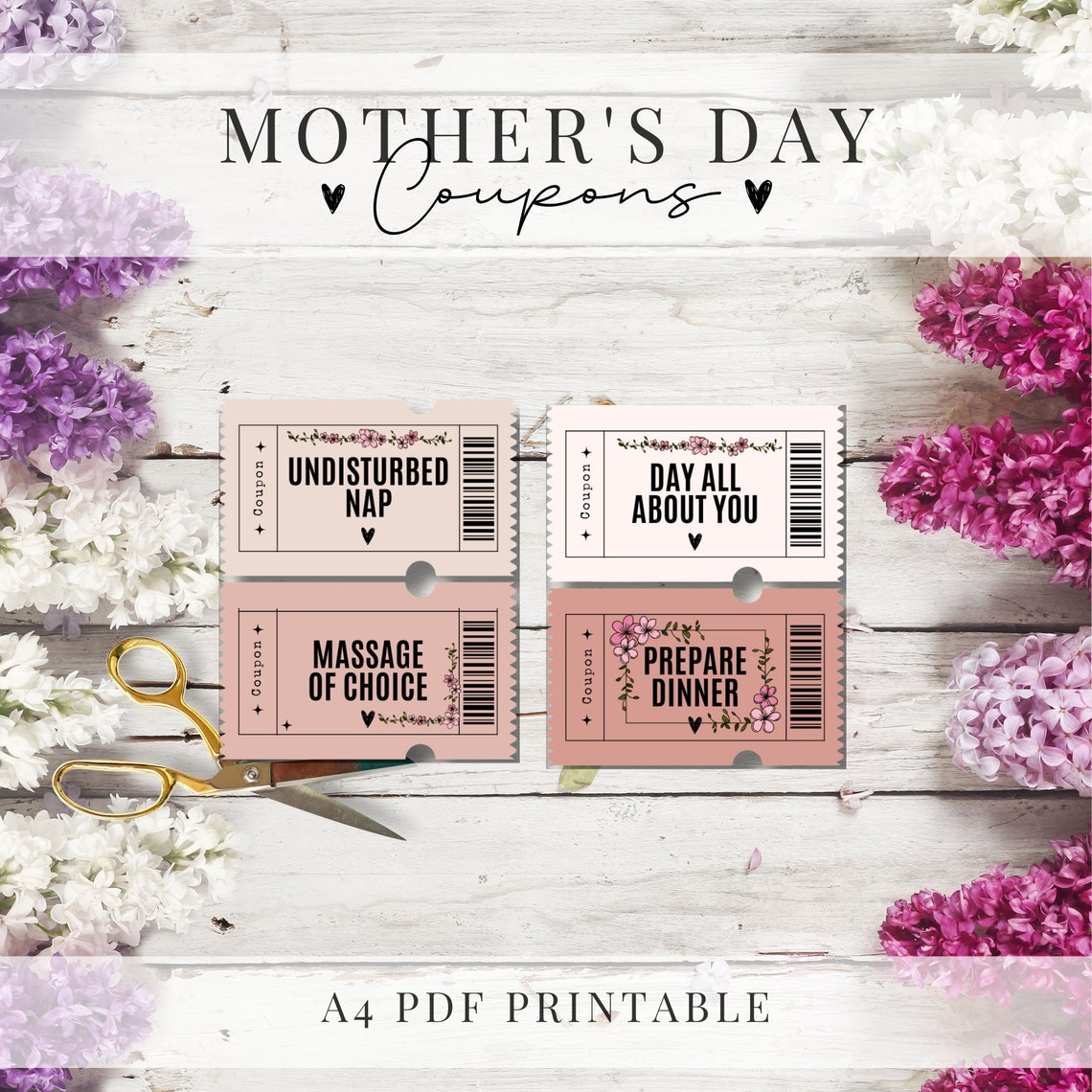 Mother's Day Coupon - Beige, Mother's Day Gift, Mom Gift Printable ...