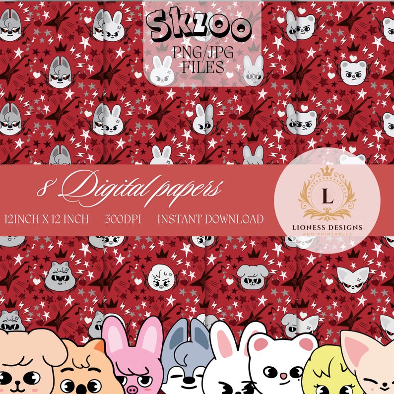 Evil Skzoo Digital Paper Straykids Seamless Wallpaper Red Design Kpop ...