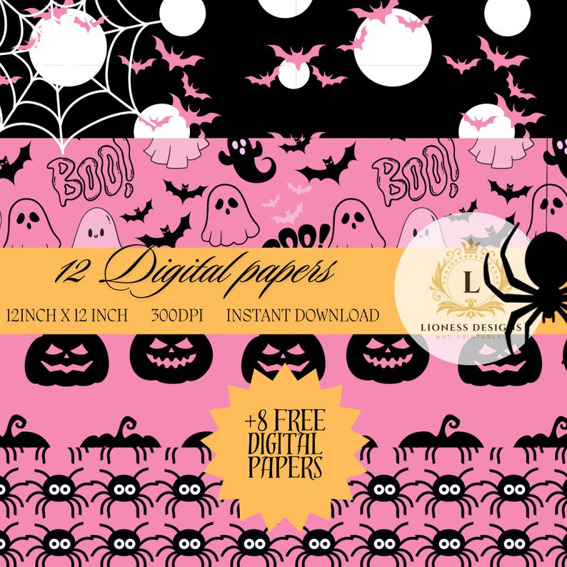 20 Seamless Halloween Themed Digital Papers, Seamless Commercial Use ...