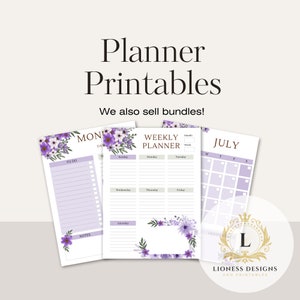 Purple Flower Weekly Planner Printable - Etsy