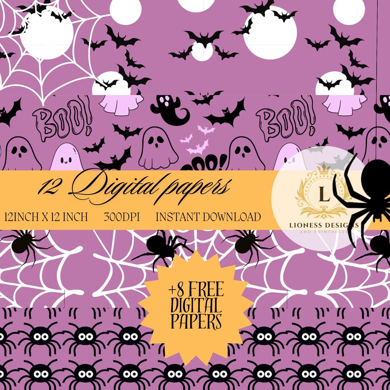 20 Seamless Halloween Themed Digital Papers, Seamless Commercial Use ...