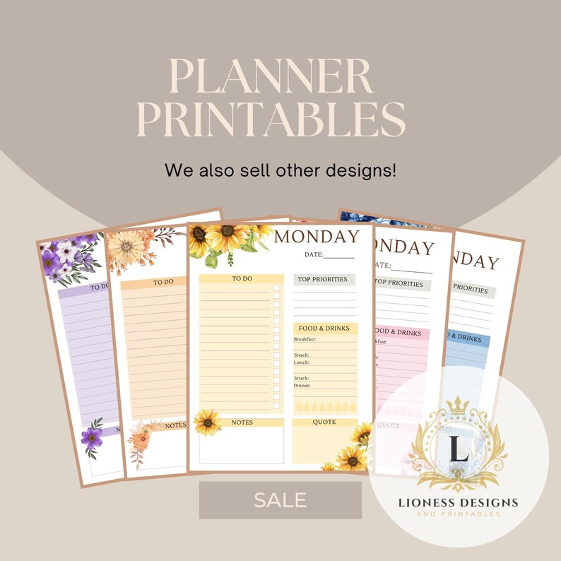 Sunflower Full Yearly Planner Printable - Etsy