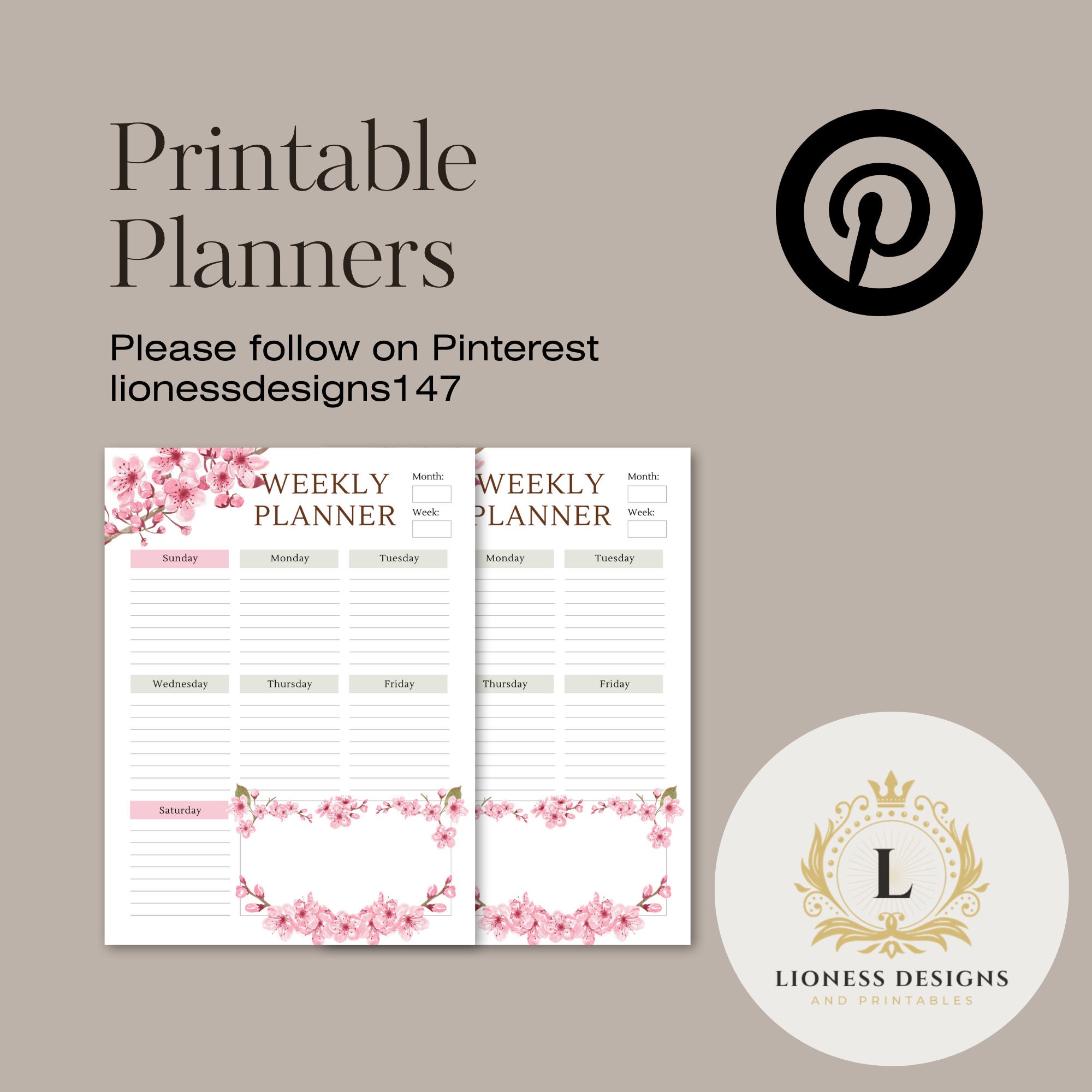 Cherry Blossom Weekly Planner Printable - Etsy