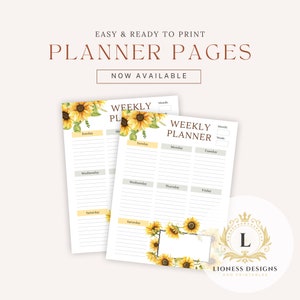Sunflower Weekly Planner Printable - Etsy