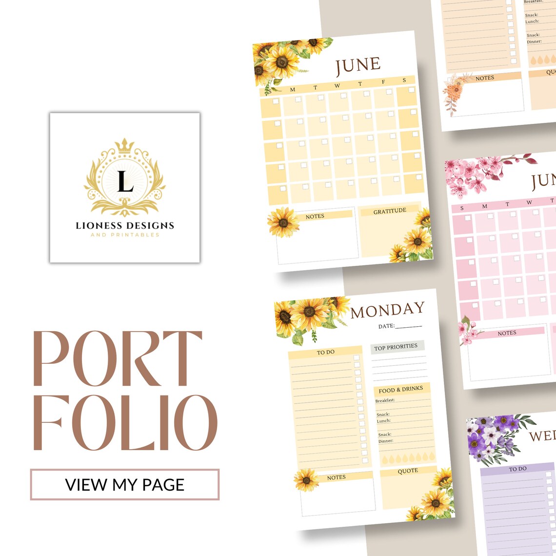 Sunflower Monthly Planner Printable - Etsy