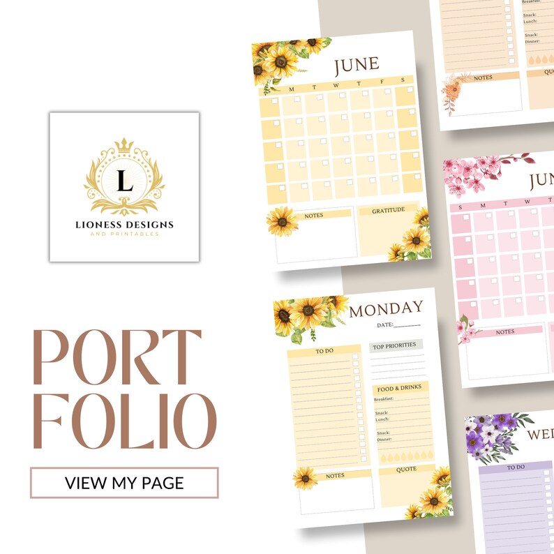 Sunflower Monthly Planner Printable - Etsy