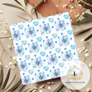 Valentine Seamless Digital Paper, Blue Hearts Pattern, Cold Heart ...