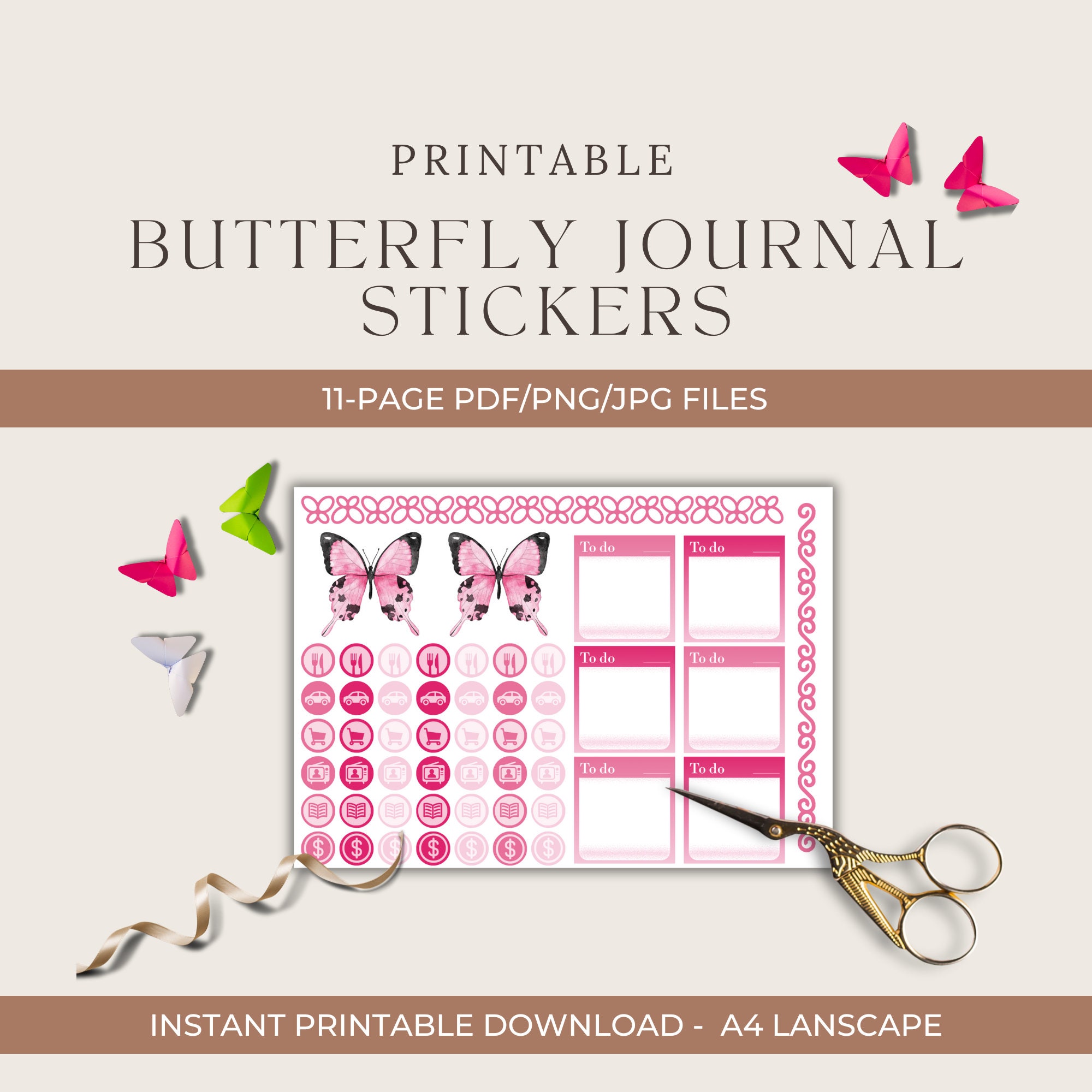 Butterfly Journal Stickers Pink - Etsy