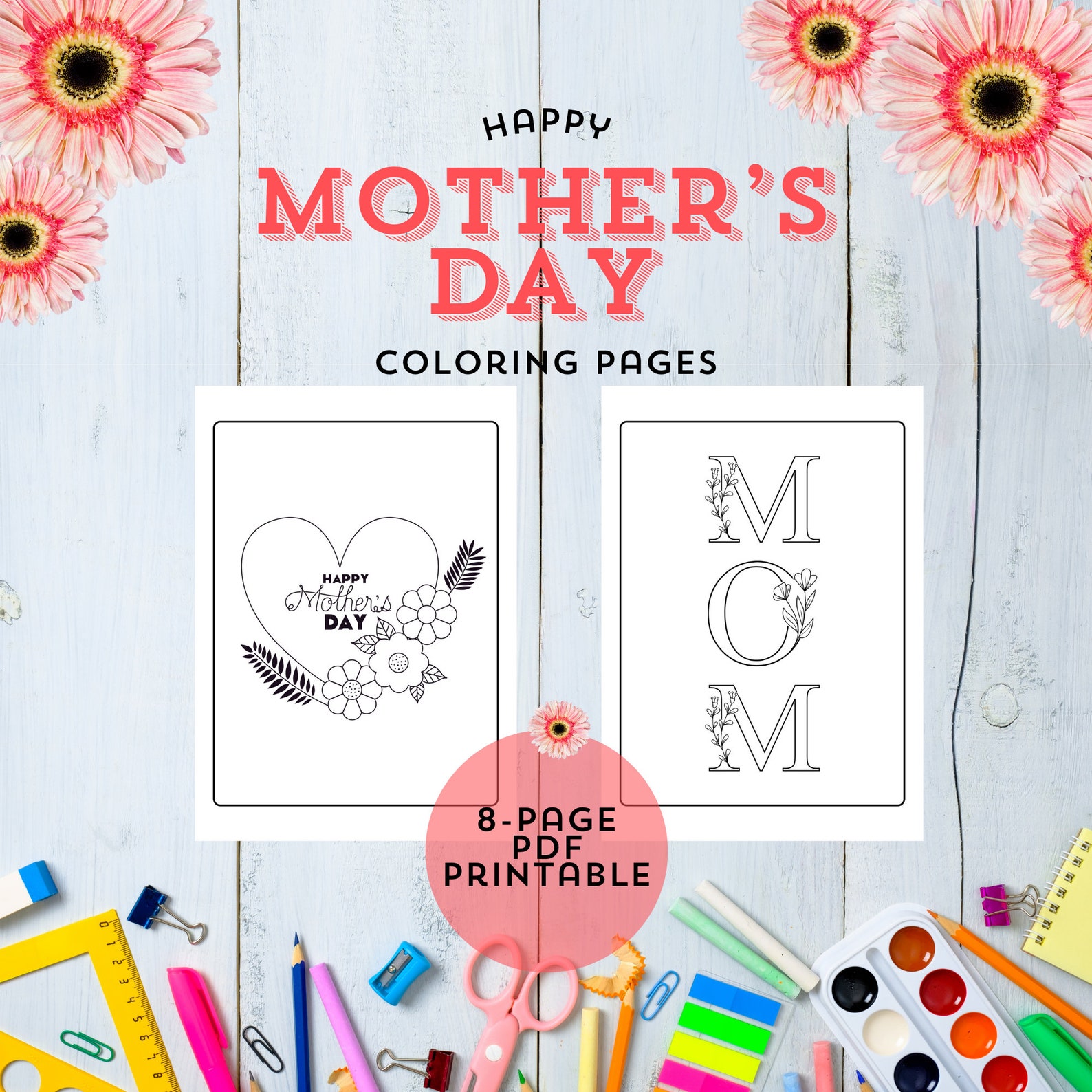 Mothers Day Coloring Pages for Kids, Happy Mother's Day Cute Coloring ...
