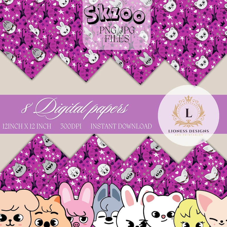 Evil Skzoo Digital Paper Straykids Seamless Wallpaper Purple Design ...