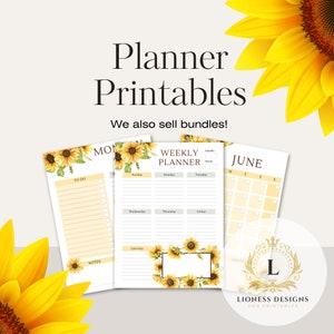 Sunflower Weekly Planner Printable - Etsy