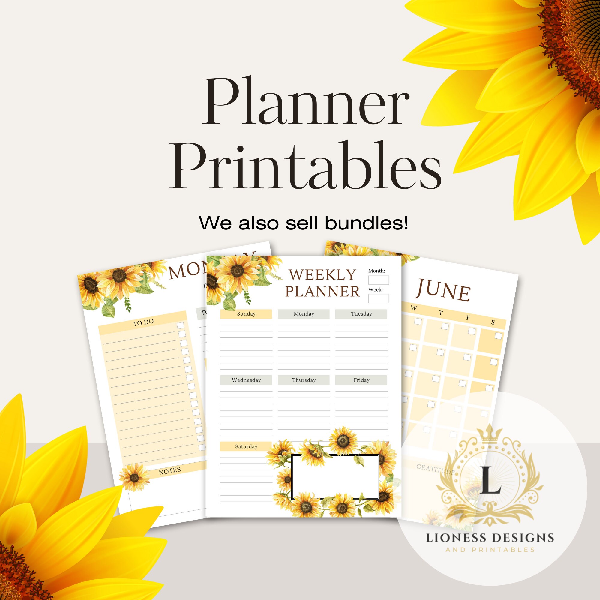 Sunflower Weekly Planner Printable - Etsy