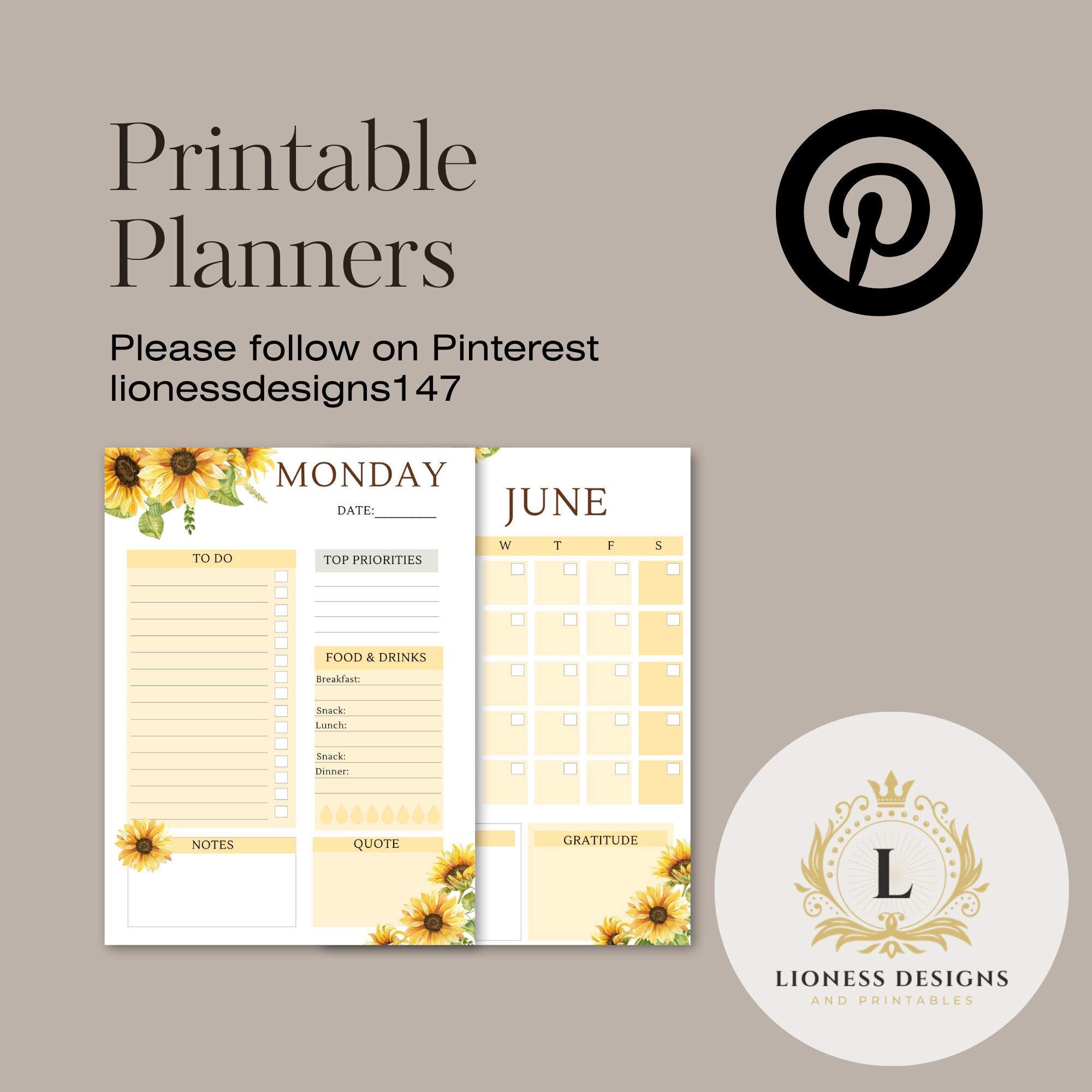 Sunflower Full Yearly Planner Printable - Etsy