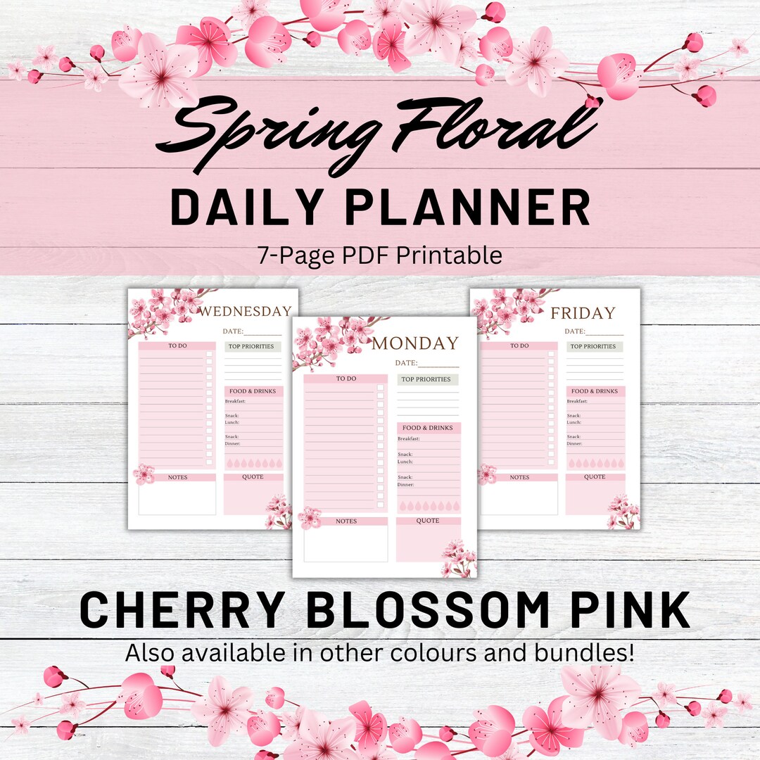 Cherry Blossom Daily Planner Printable - Etsy