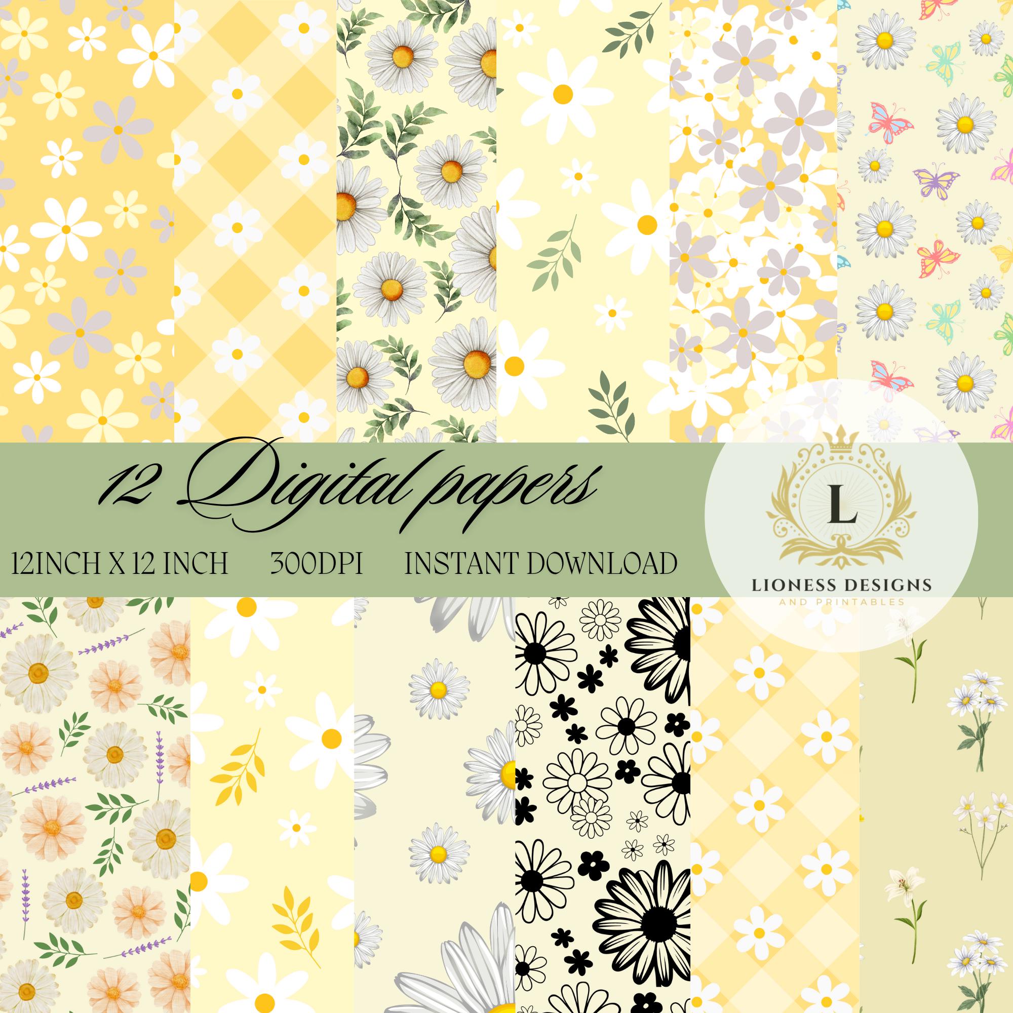 Yellow Daisy Seamless Digital Paper Pattern - Daisy Floral Pattern for ...