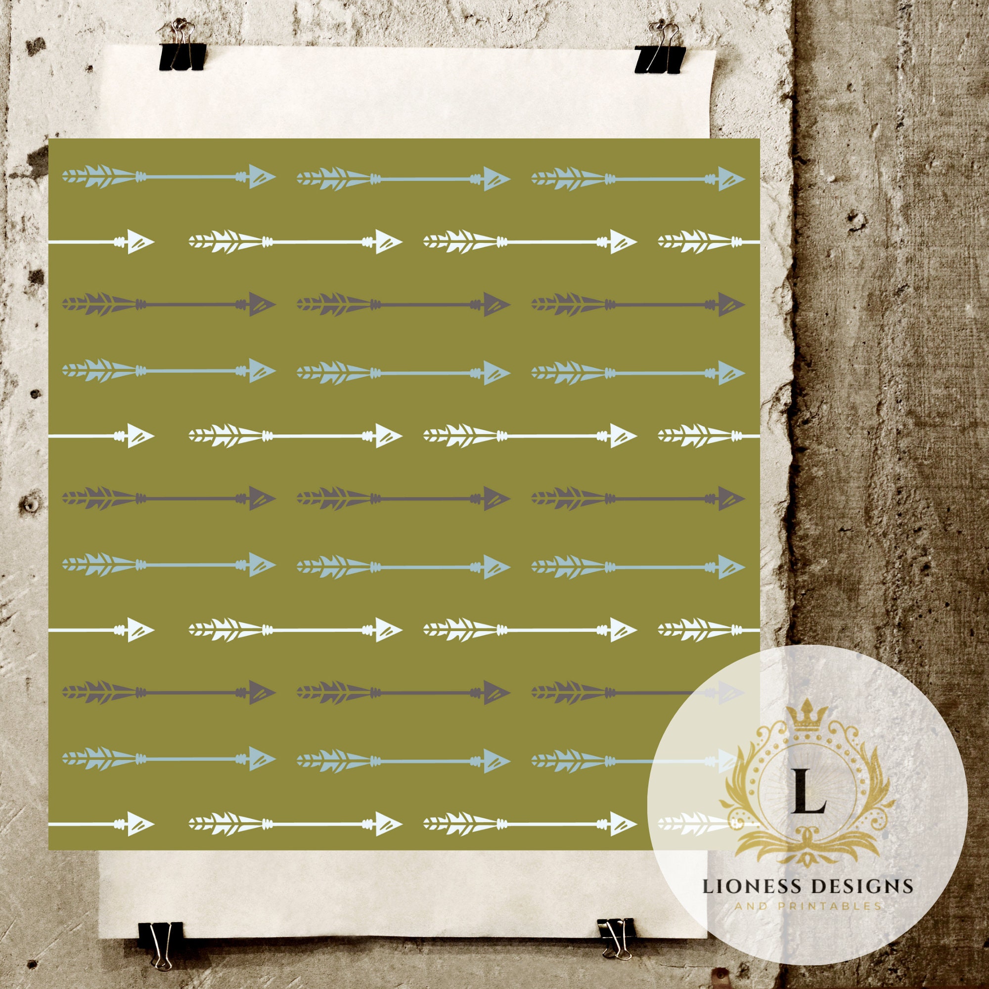 Arrow Digital Paper: Green & Blue Pattern (12x12 Inch, 300DPI) - Etsy