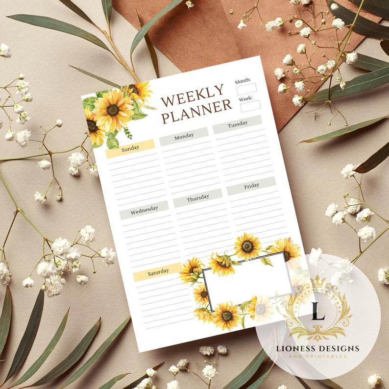 Sunflower Weekly Planner Printable - Etsy