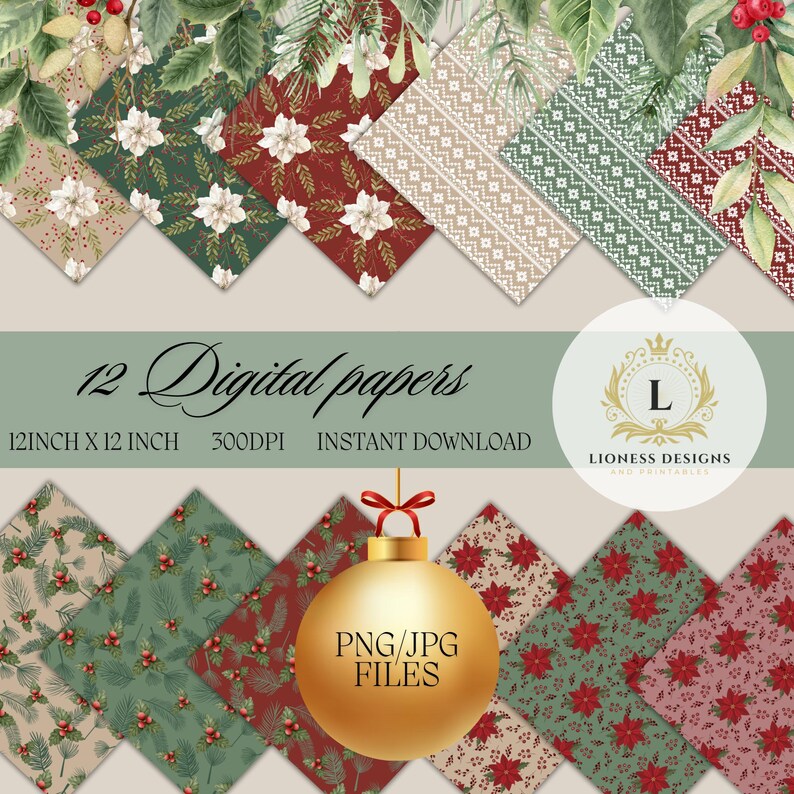 Christmas Digital Paper: Seamless Holiday Patterns (PNG & JPG) - Etsy