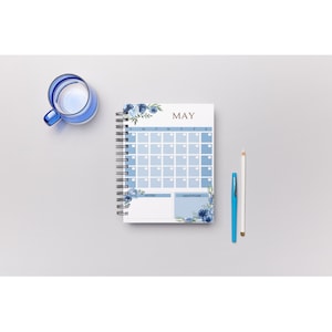 Blue Flower Monthly Planner Printable - Etsy