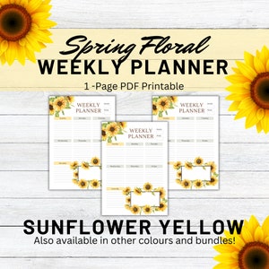 Sunflower Weekly Planner Printable - Etsy