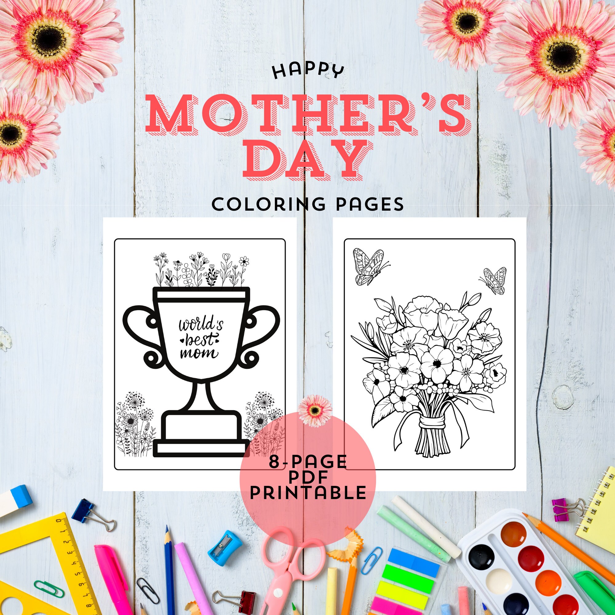 Mothers Day Coloring Pages for Kids, Happy Mother's Day Cute Coloring ...