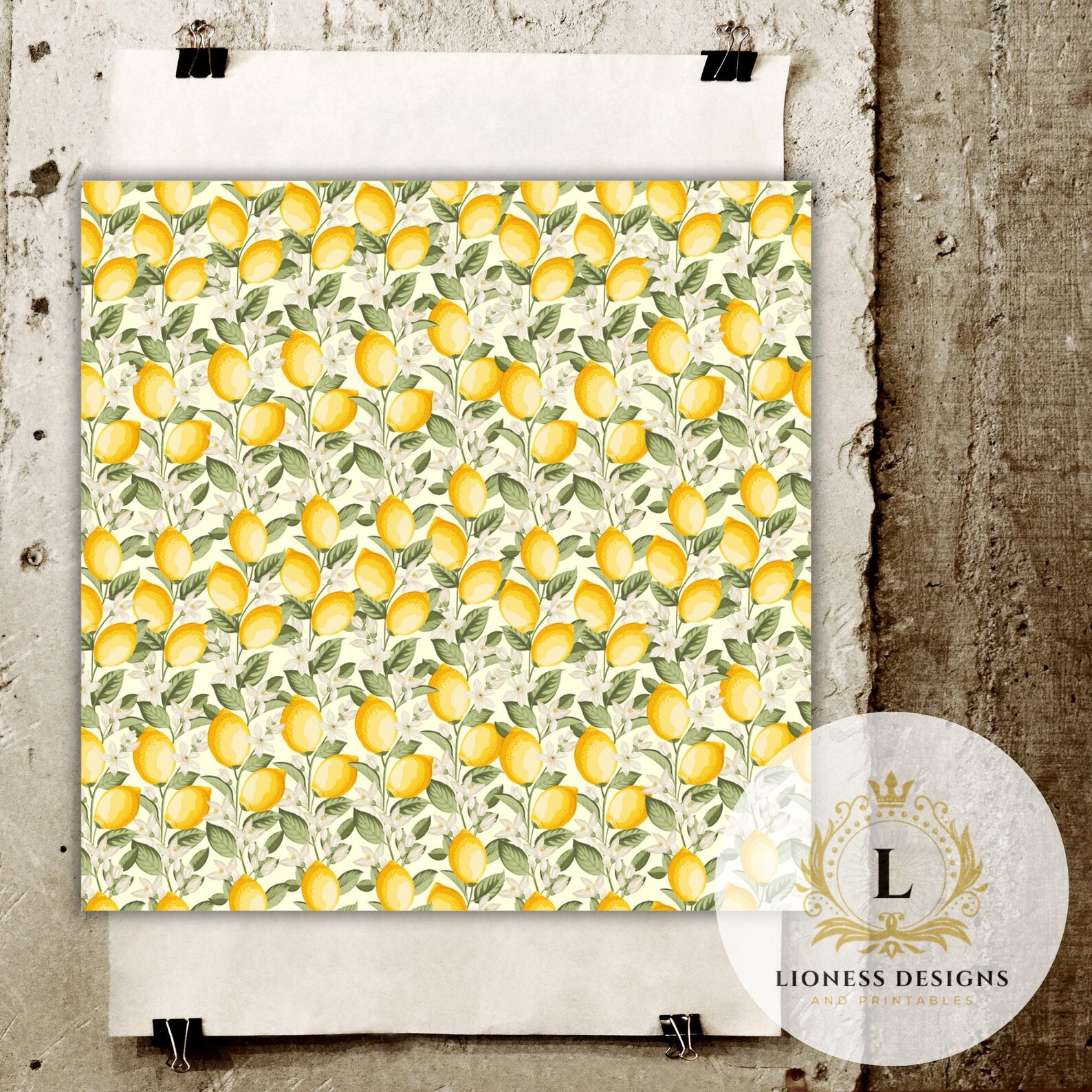 Lemons Seamless Digital Paper Pattern - Lemon Floral Pattern for ...