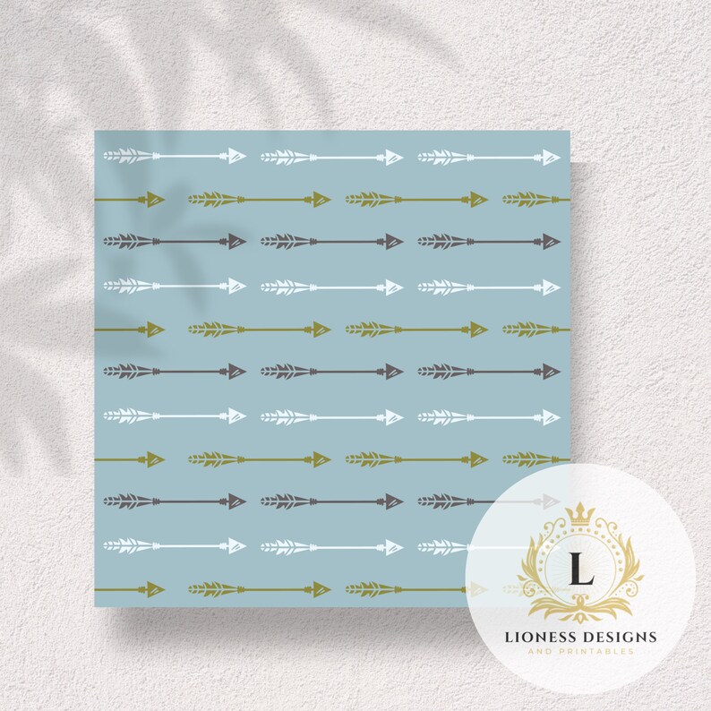 Arrow Digital Paper: Green & Blue Pattern (12x12 Inch, 300DPI) - Etsy