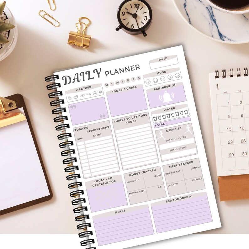 Purple Daily Planner Printable - Etsy