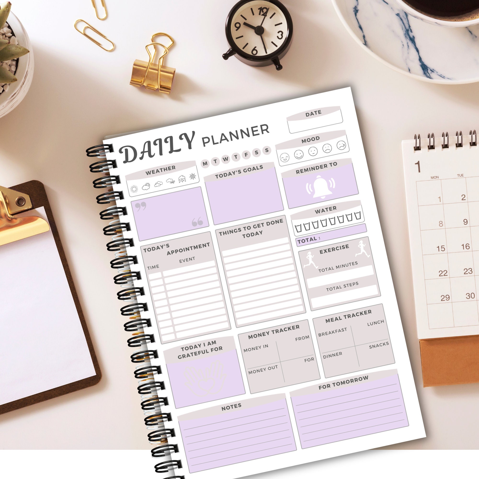 Purple Daily Planner Printable - Etsy