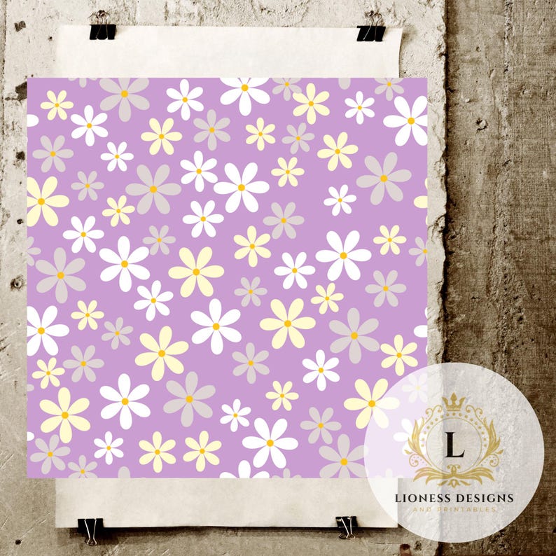 Purple Daisy Seamless Digital Paper Pattern - Daisy Floral Pattern for ...