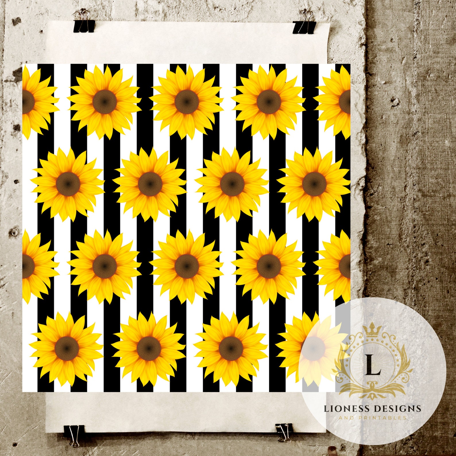 Sunflower Digital Paper Pattern - Sunflower Pattern for Personal and ...