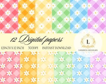 Daisy Seamless Digital Paper Pattern Multicolor Daisy Floral Pattern ...