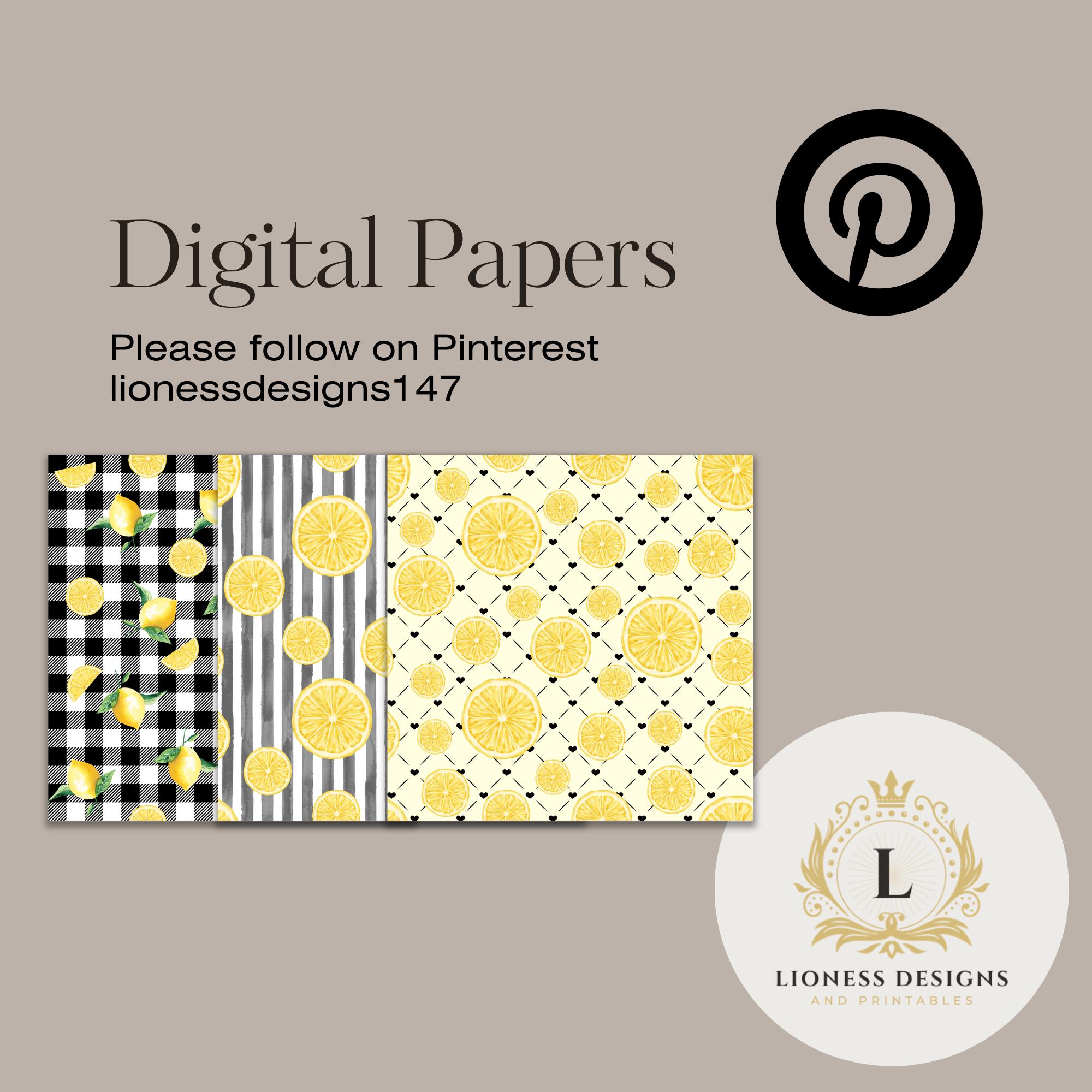 Lemons Seamless Digital Paper Pattern - Lemon Floral Pattern for ...
