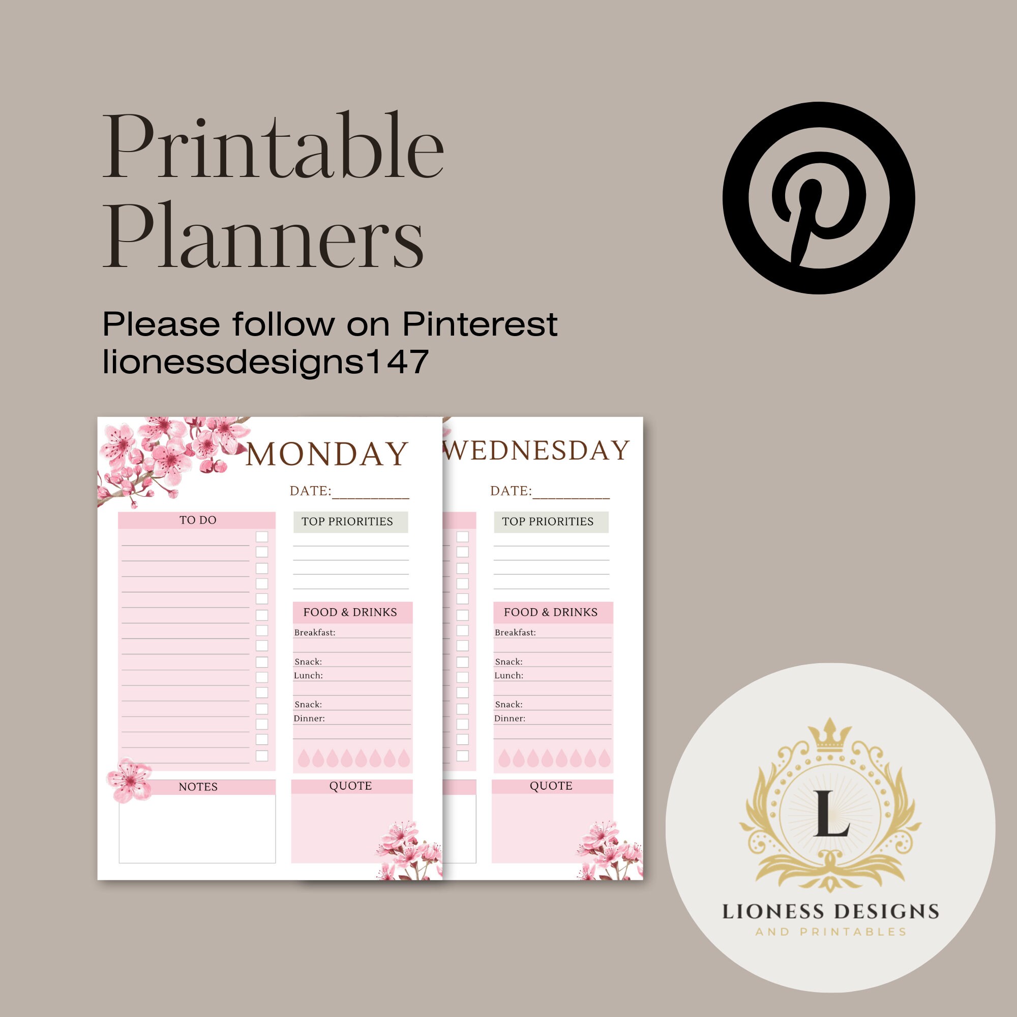 Cherry Blossom Daily Planner Printable - Etsy