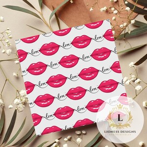 Valentine Seamless Digital Paper, Lips and Hearts Pattern, Scrapbooking ...