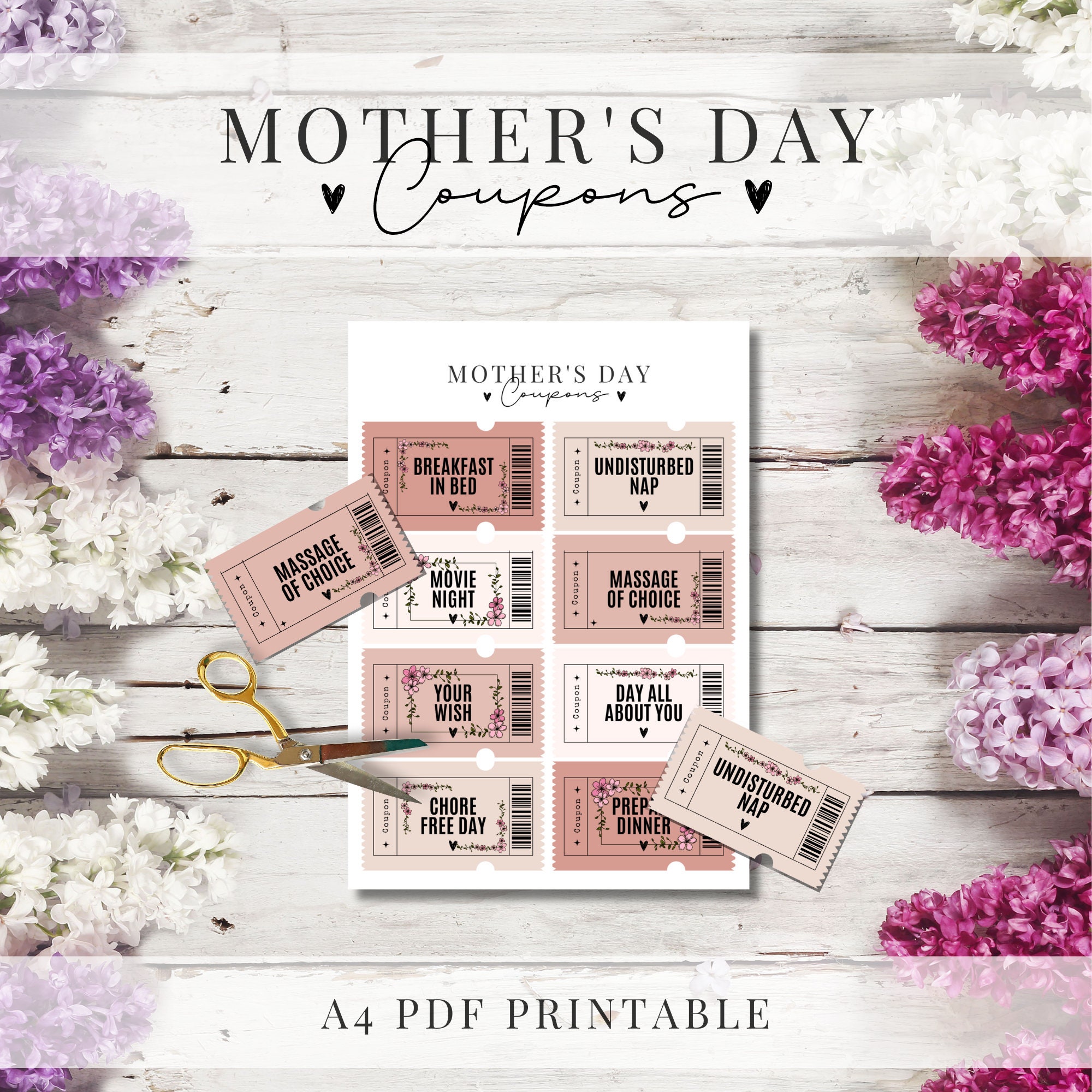 Mother's Day Coupon - Beige, Mother's Day Gift, Mom Gift Printable ...