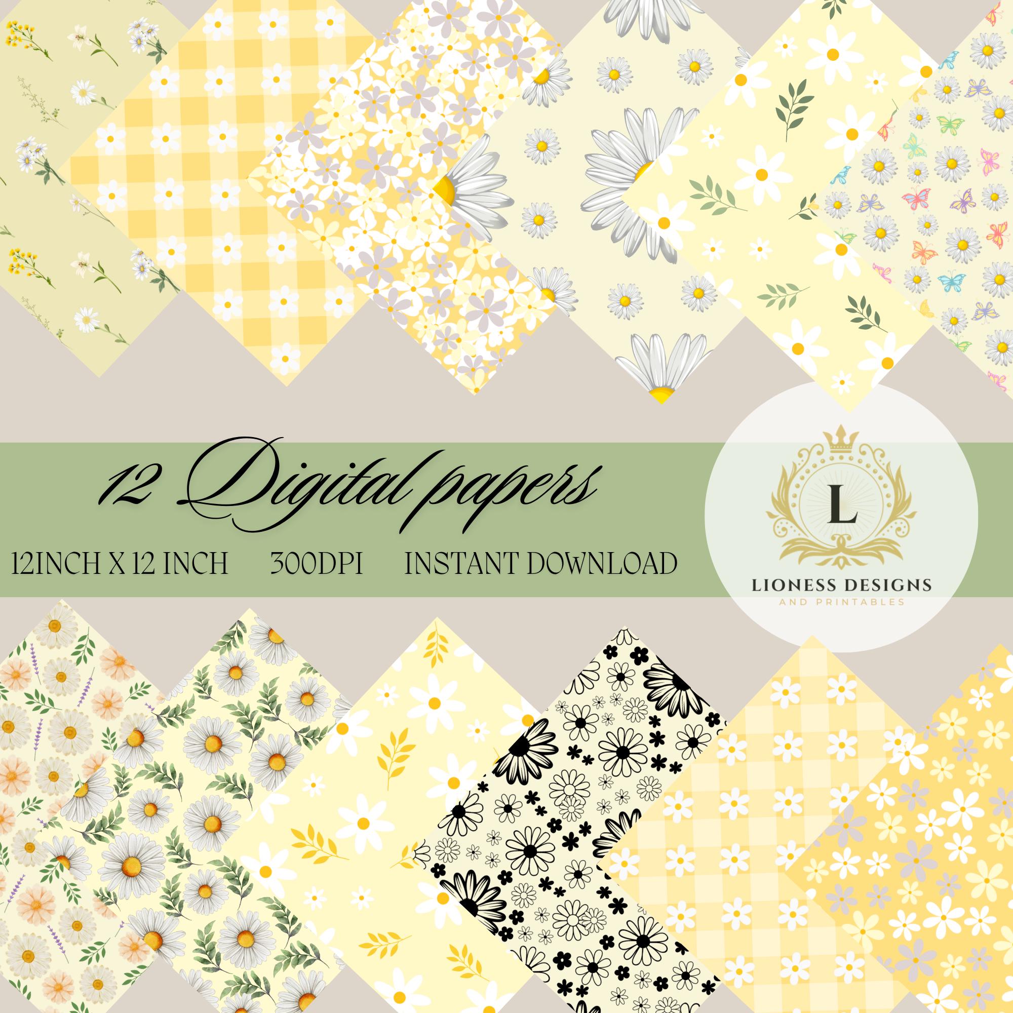 Yellow Daisy Seamless Digital Paper Pattern - Daisy Floral Pattern for ...